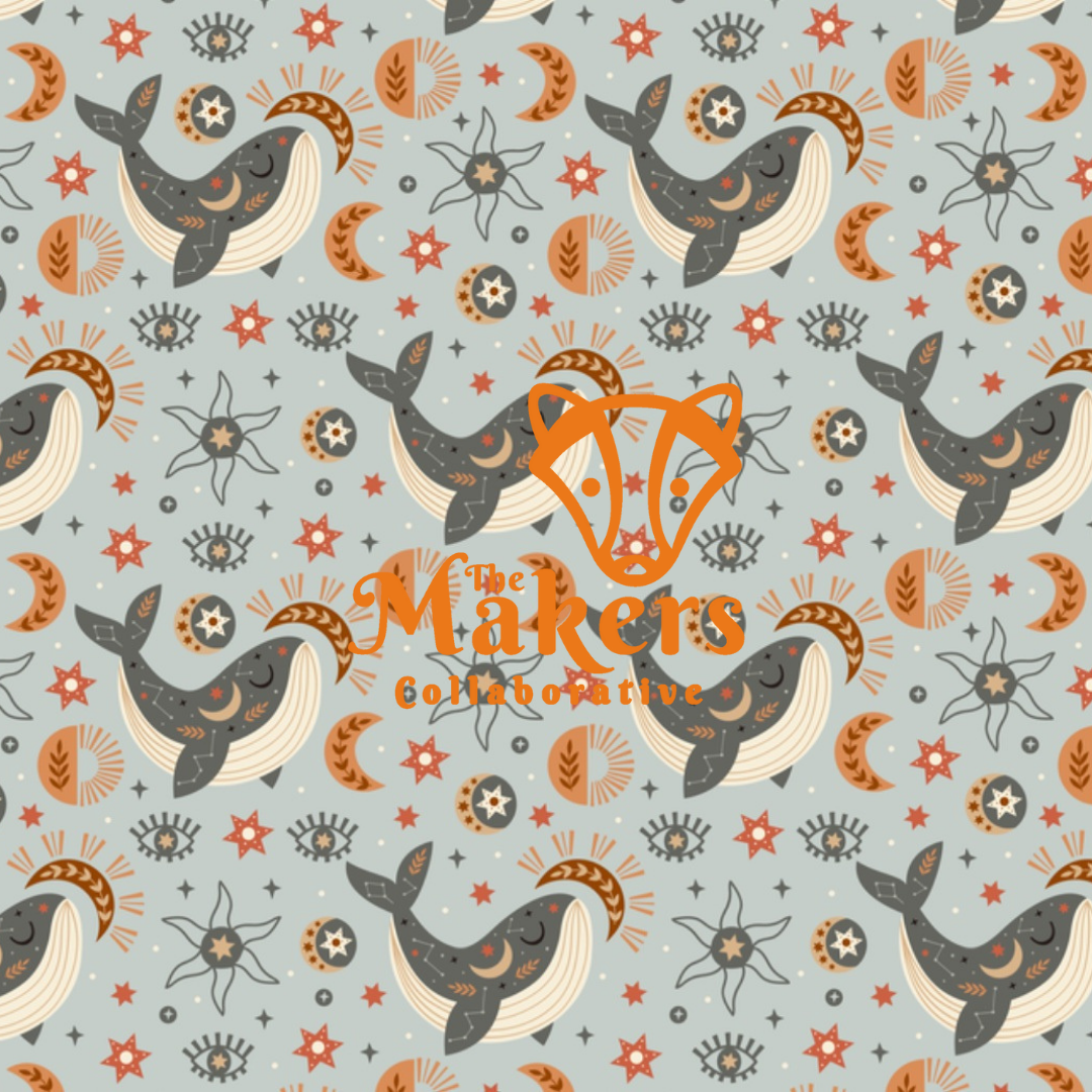 Whales and Moons Blue Background | The Makers Collaborative